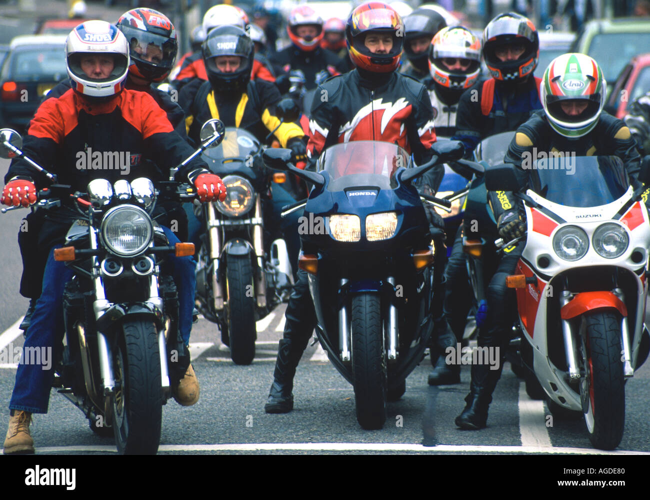 Motorbikes motorcyclists mass rally Hastings East Sussex May Day ...