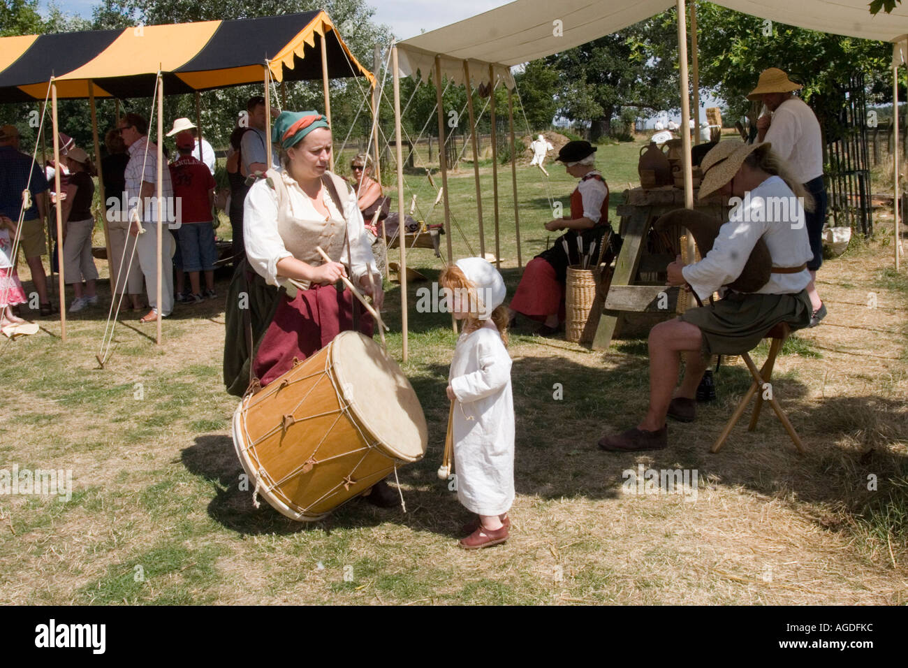 Recreation of Tudor fair with musicians in costume at Kentwell Hall ...