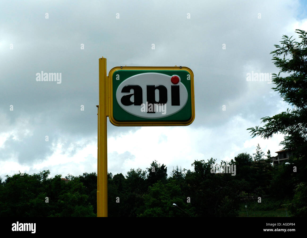 api petrol station sign Italy Stock Photo - Alamy