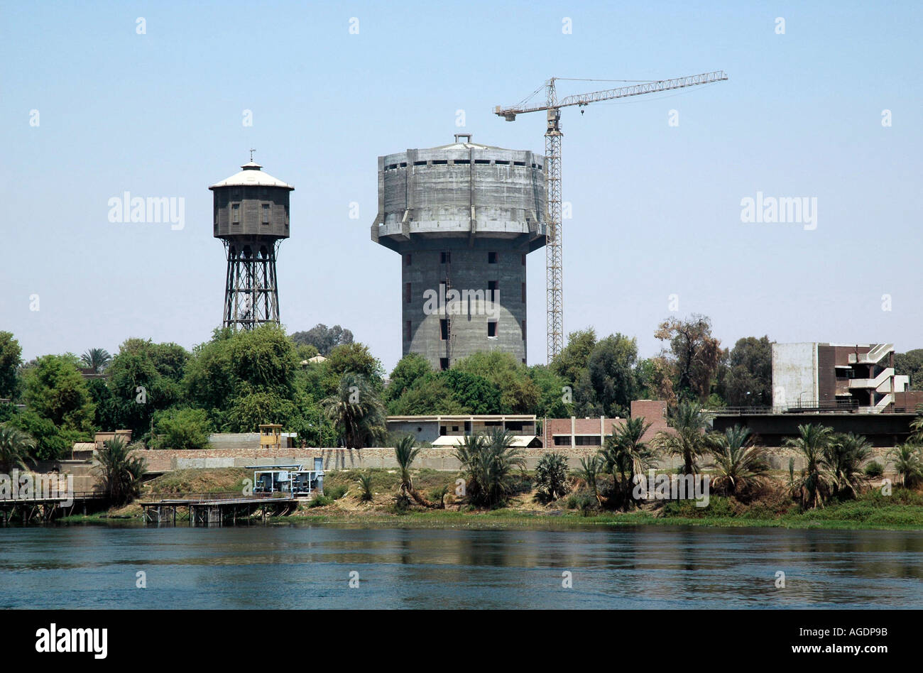 Construction of a water tower on the banks of the river Nile Egypt ...