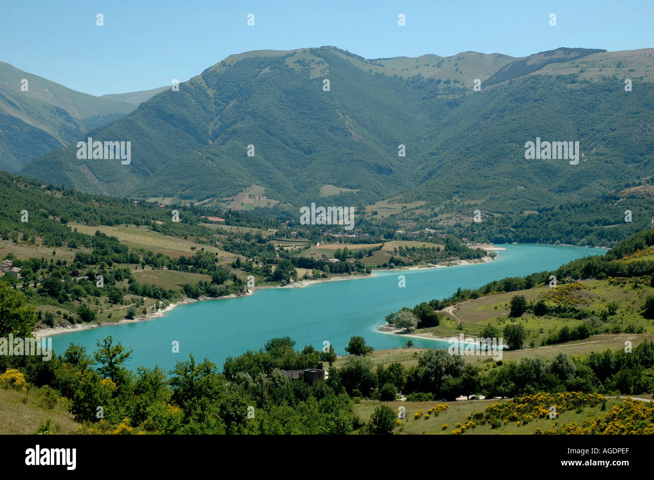 Lake Fiastra in the Sibilini Mountains Italy Stock Photo - Alamy