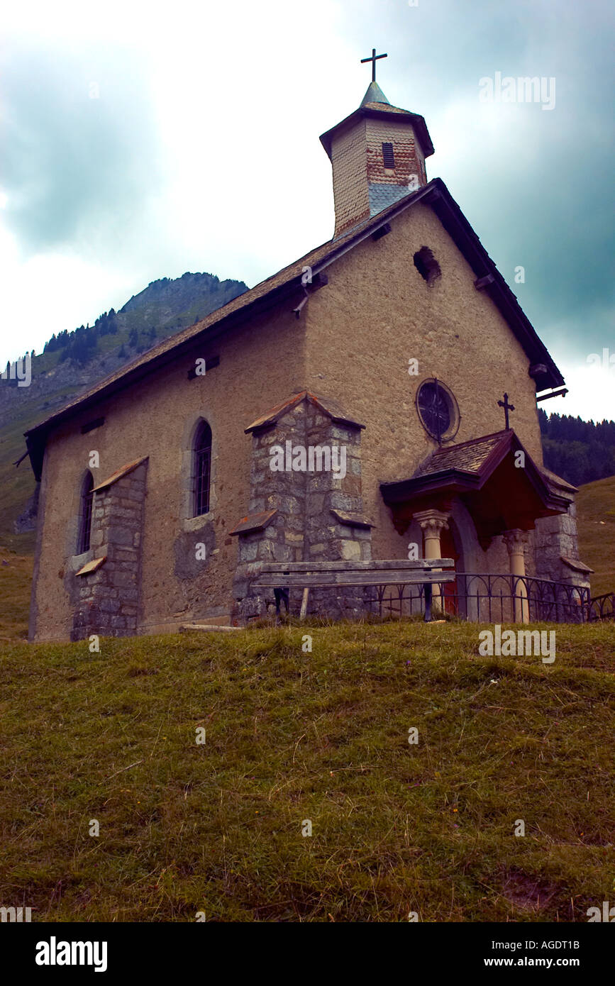 The Refuge de Graydon, a small Chapel in the Alpine village of Graydon ...
