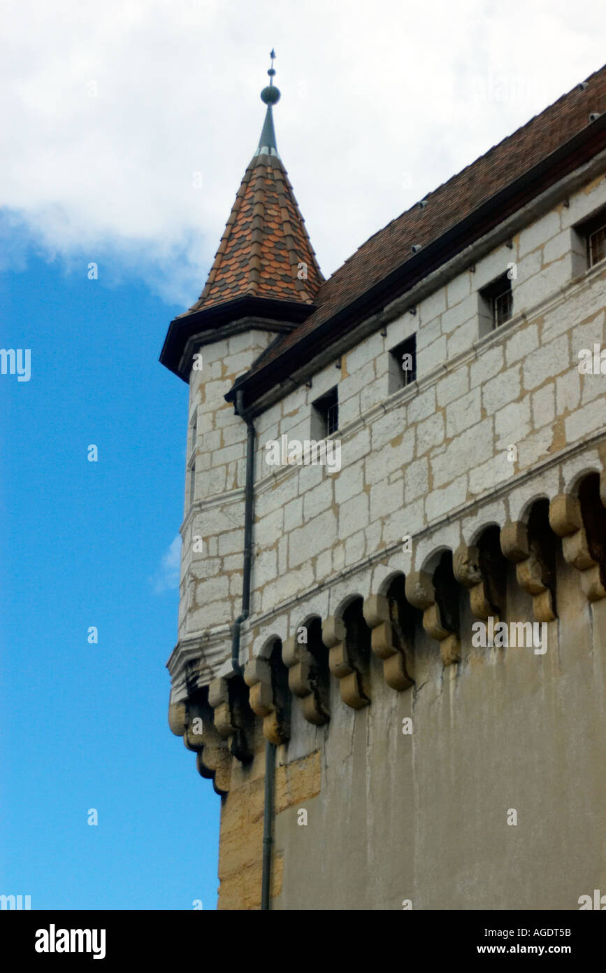 Turret on the Walls of the 15 century castle in Annecy in the Haute ...