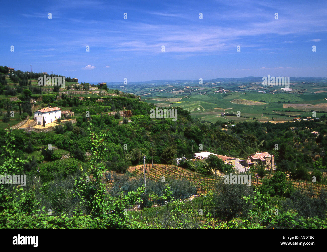 Tuscan countryside looking northeast towards the Orcia valley from ...