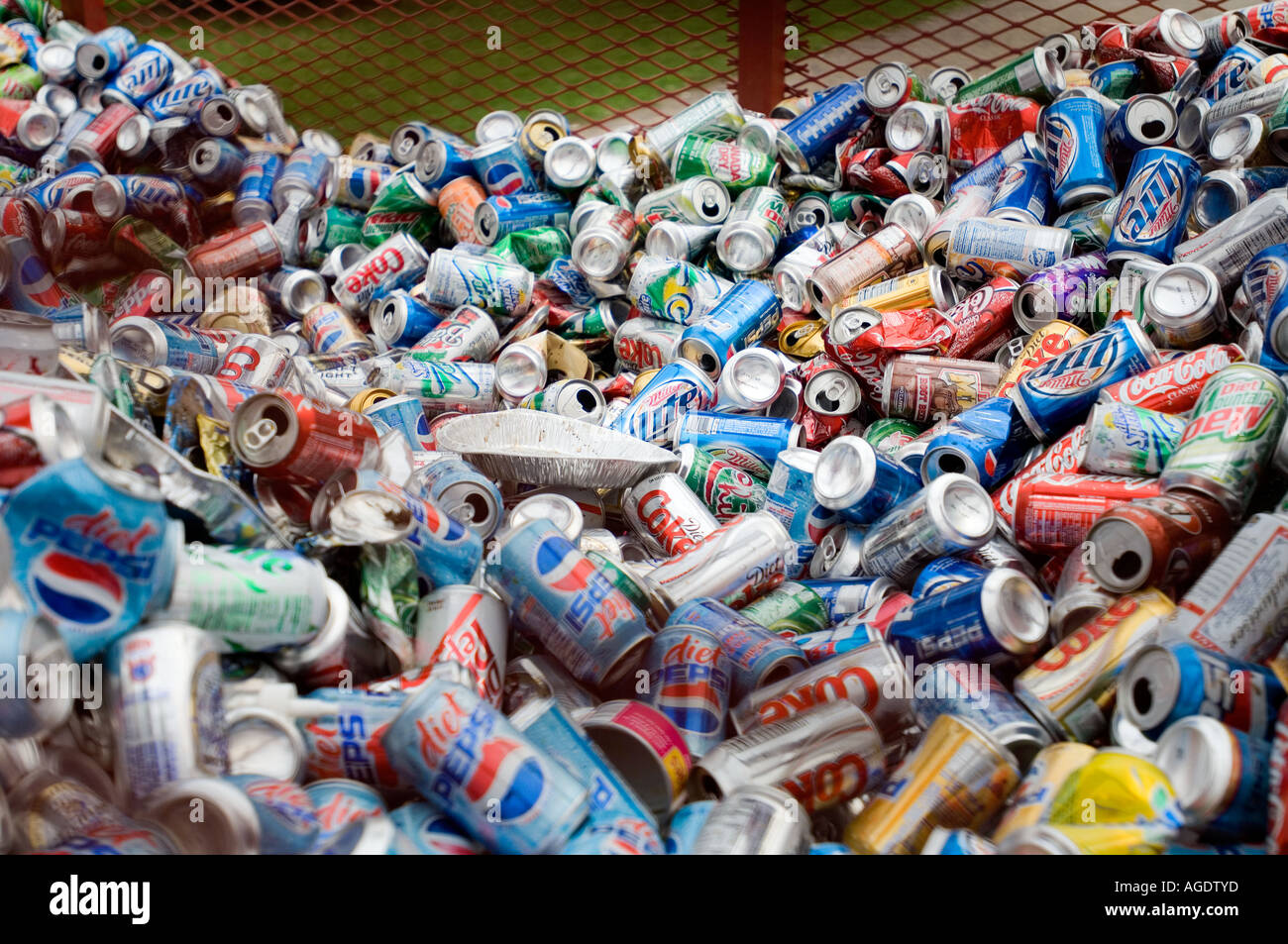 Color photo of a recycling bin filled with cans Stock Photo - Alamy
