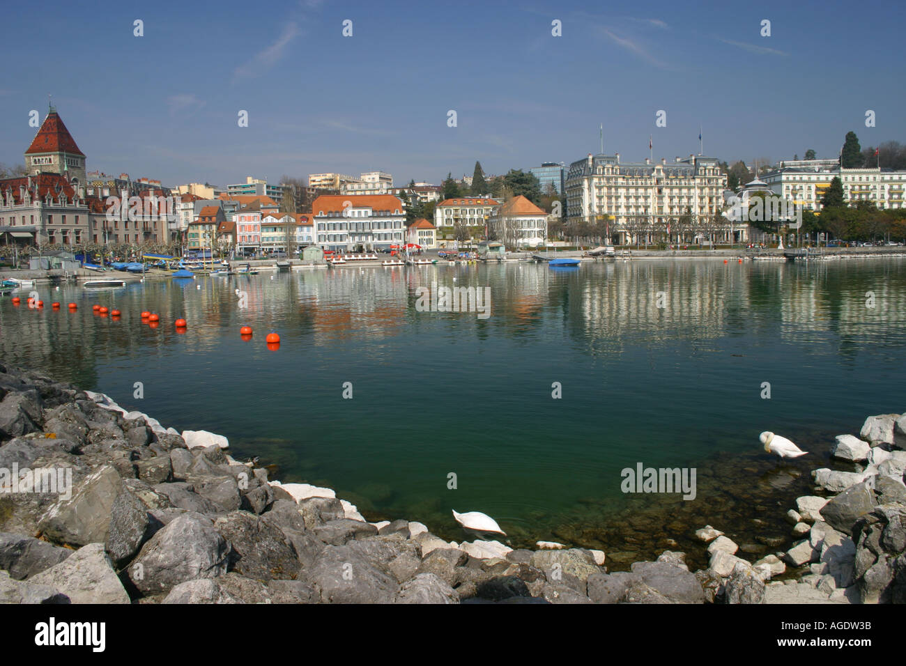 The lakefront in Lausanne Stock Photo - Alamy