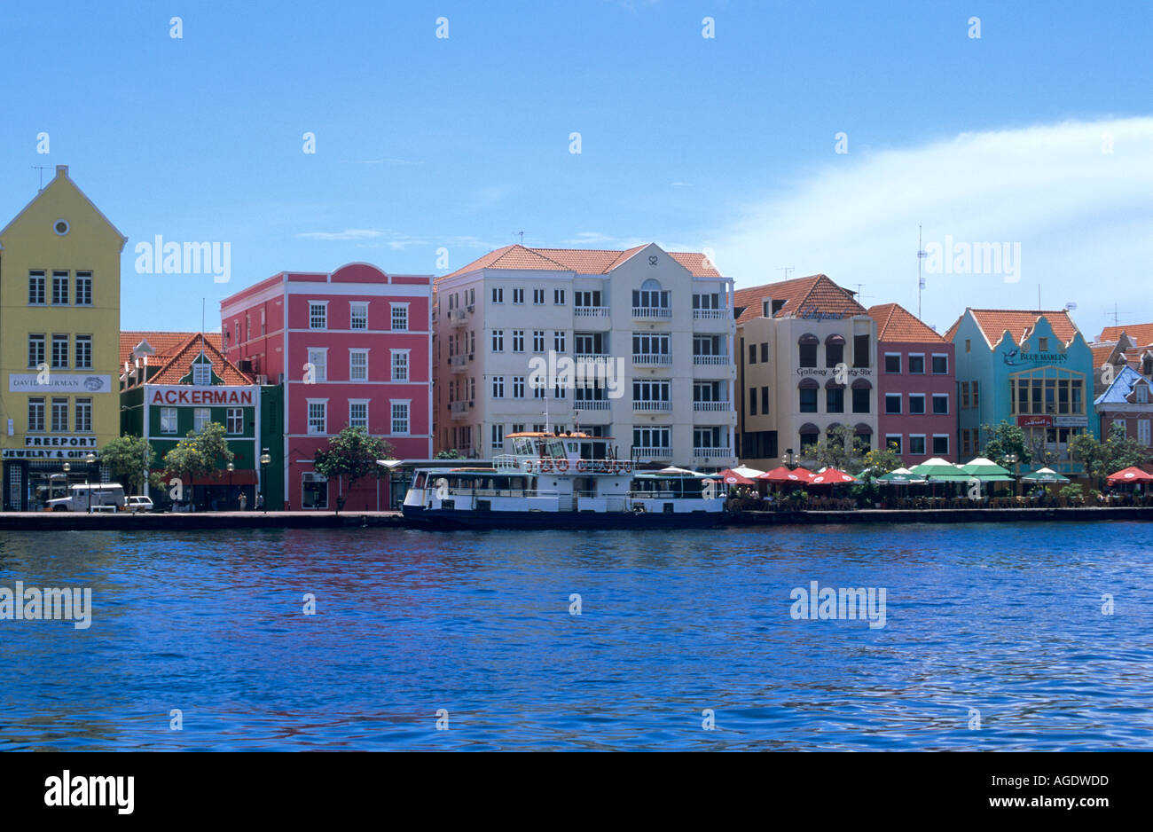 Shops on Willemstad Harbour in Curacao The Netherland Antilles Stock ...