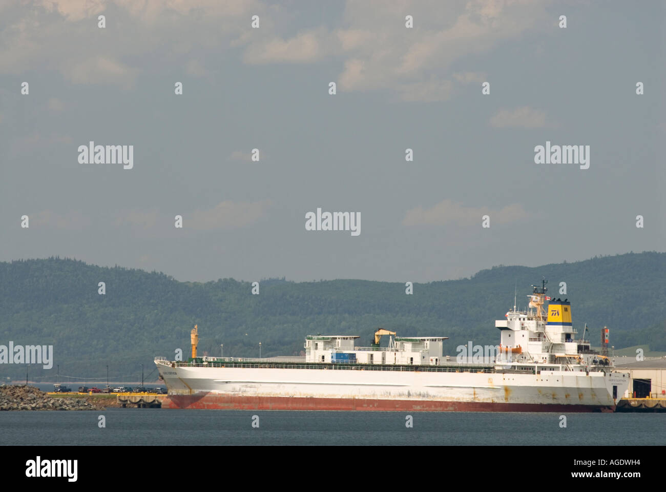 Stock image of ocean going freighter awaiting a load of paper from ...