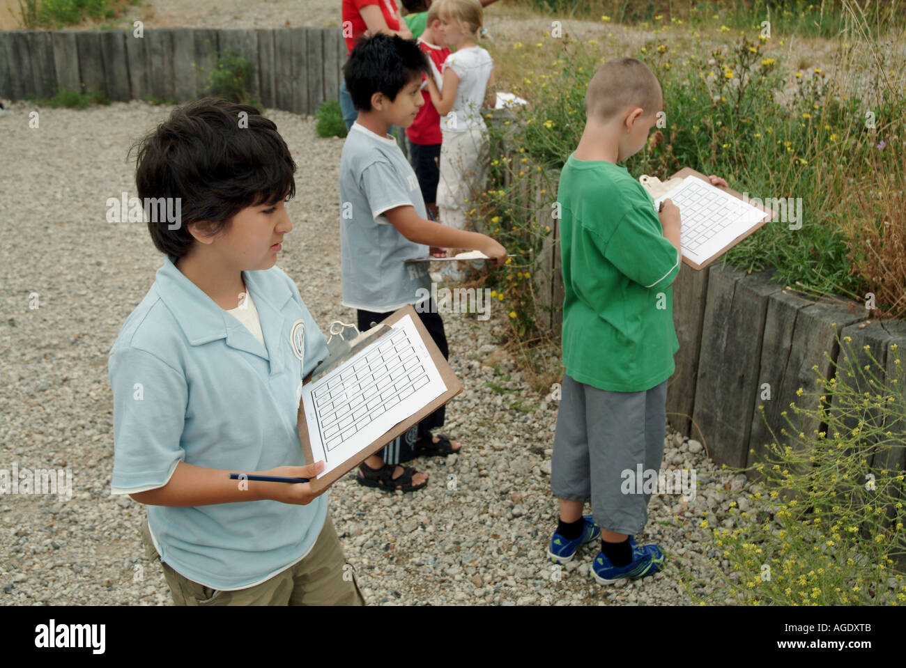 PUPILS TAKING NOTE DURING SCHOOL TRIP TO GREEN FIELD Stock Photo - Alamy