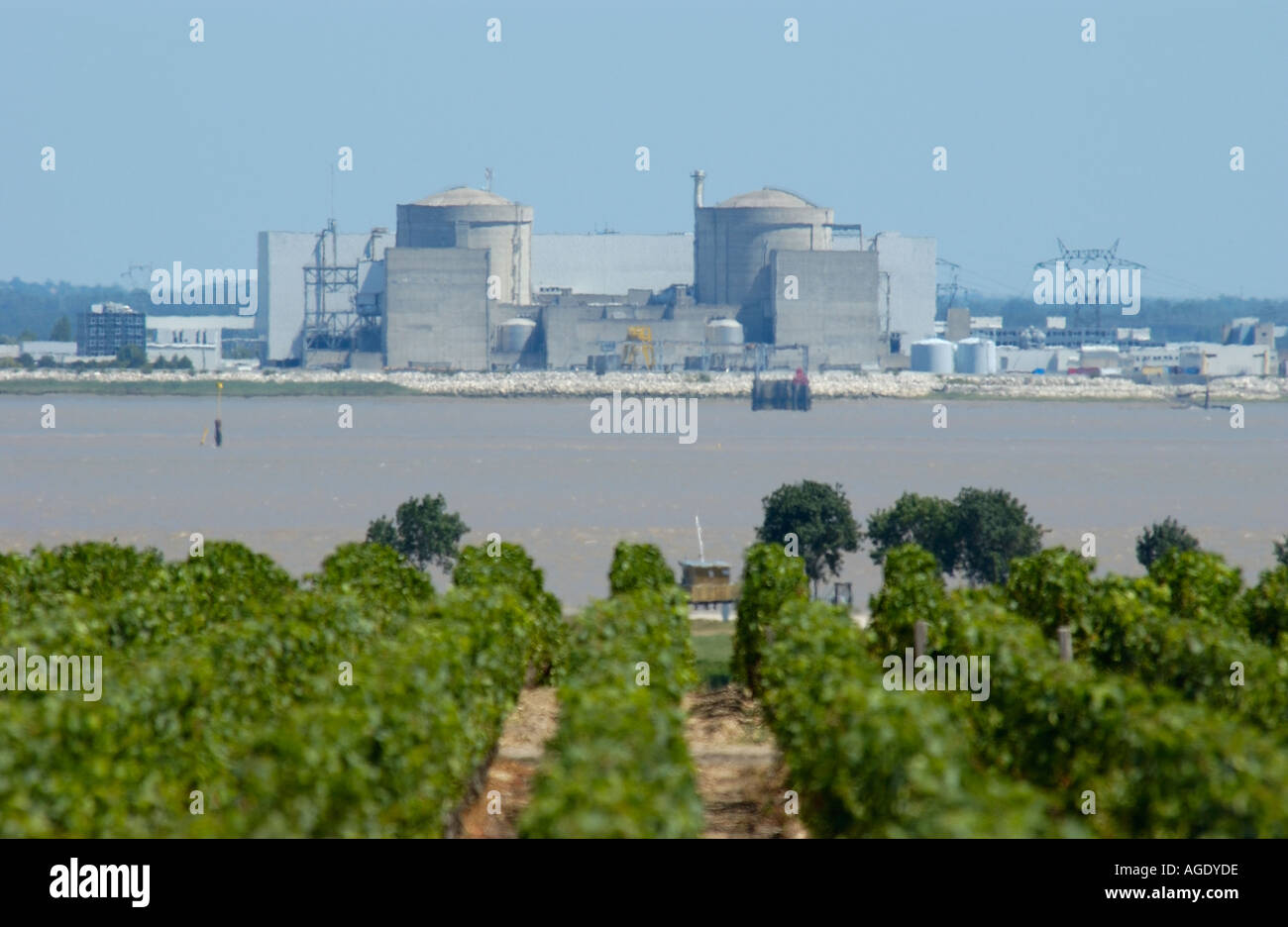 Nuclear power station nr Blaye on the river Gironde France Stock Photo ...