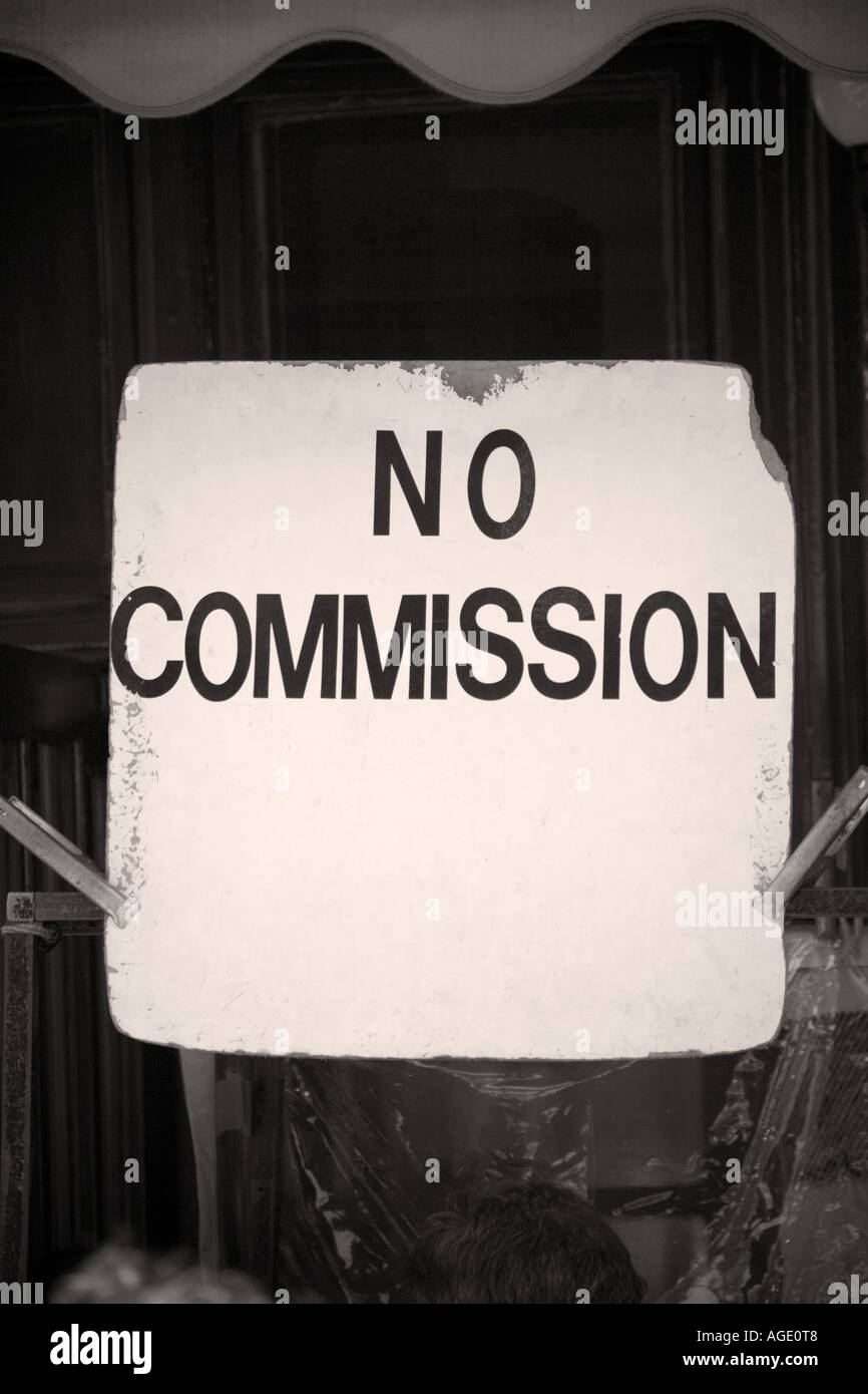 No Commission Sign Stock Photo - Alamy