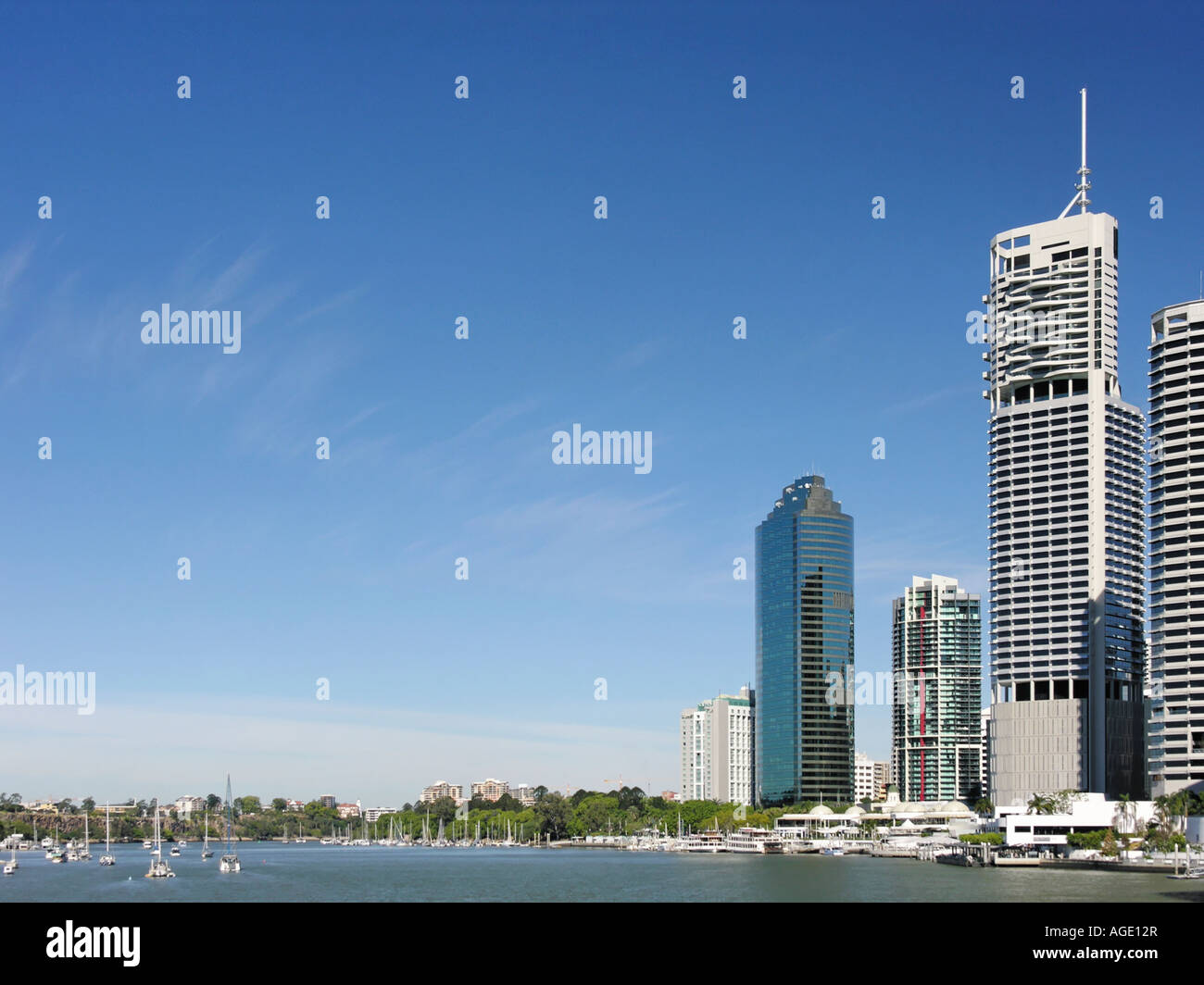 Brisbane river and city CBD at Riverside Centre and Waterfront Place ...
