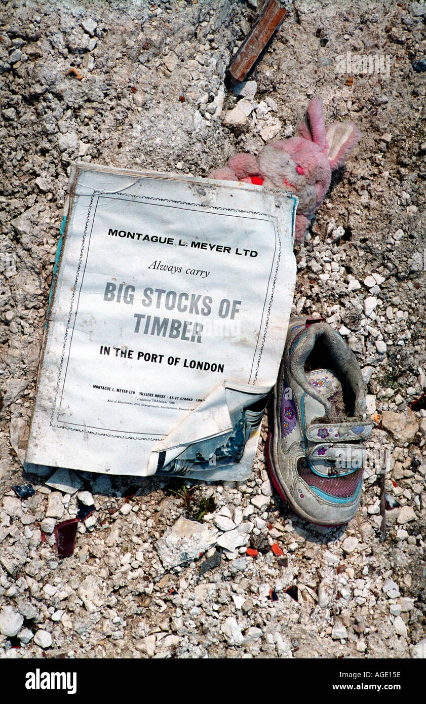 Discarded 1950 London timber merchants catalogue and doll Stock Photo ...