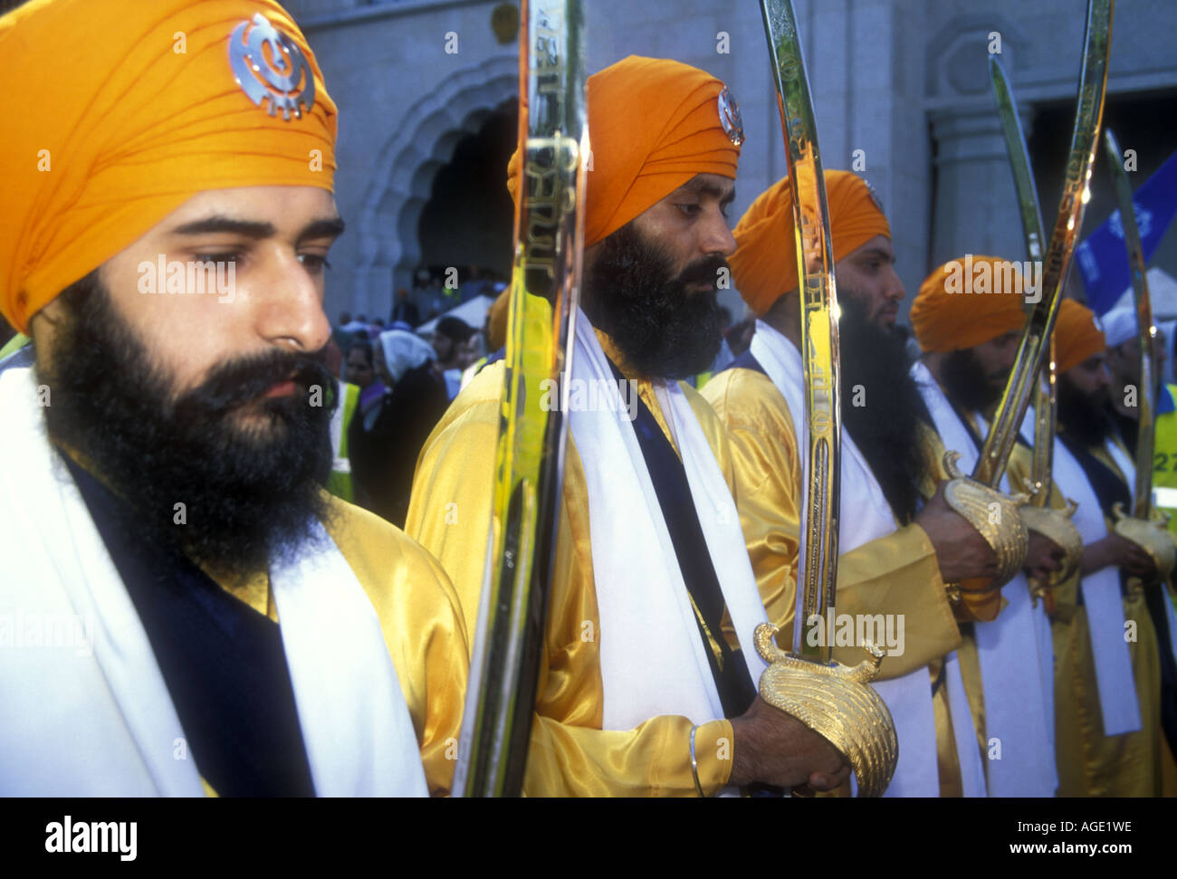 Five Sikhs representing the original five `holy ones` the Panj Pyare ...