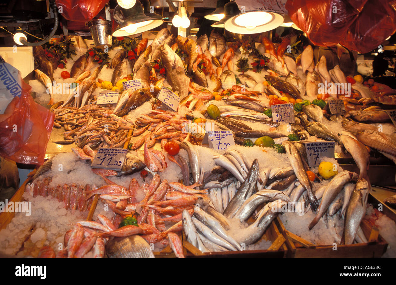 Greece Athens Athens fish market Omonia Stock Photo - Alamy