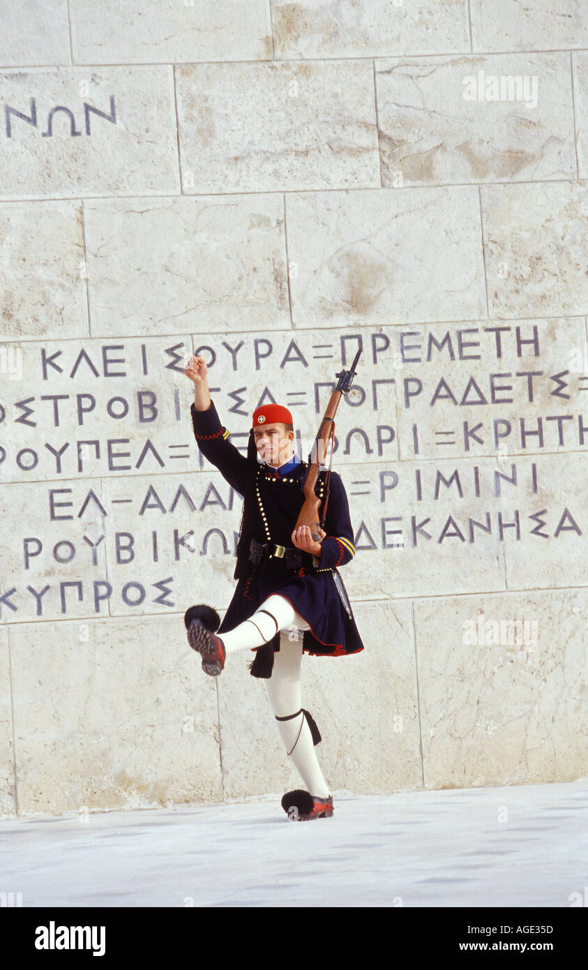 Greece Athens National Greek guards known as evzones marching in front ...