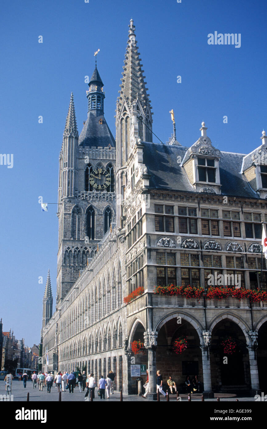 Town hall Cloth Hall Belfry Ieper Ypres Belgium West Vlaanderen Stock ...