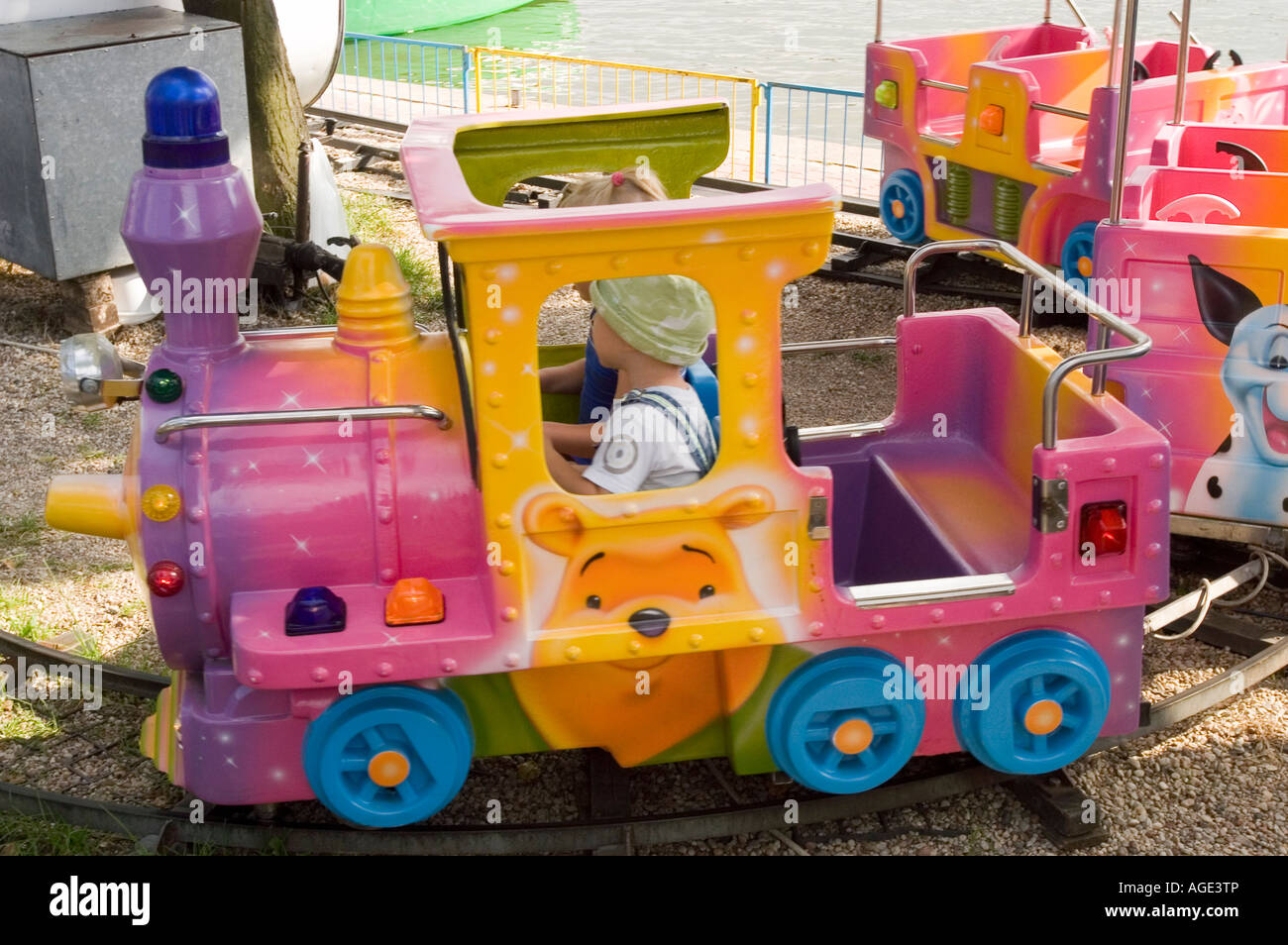 Children Toy Train in Mikolajki tourist resort, Masuria Great Lakes ...