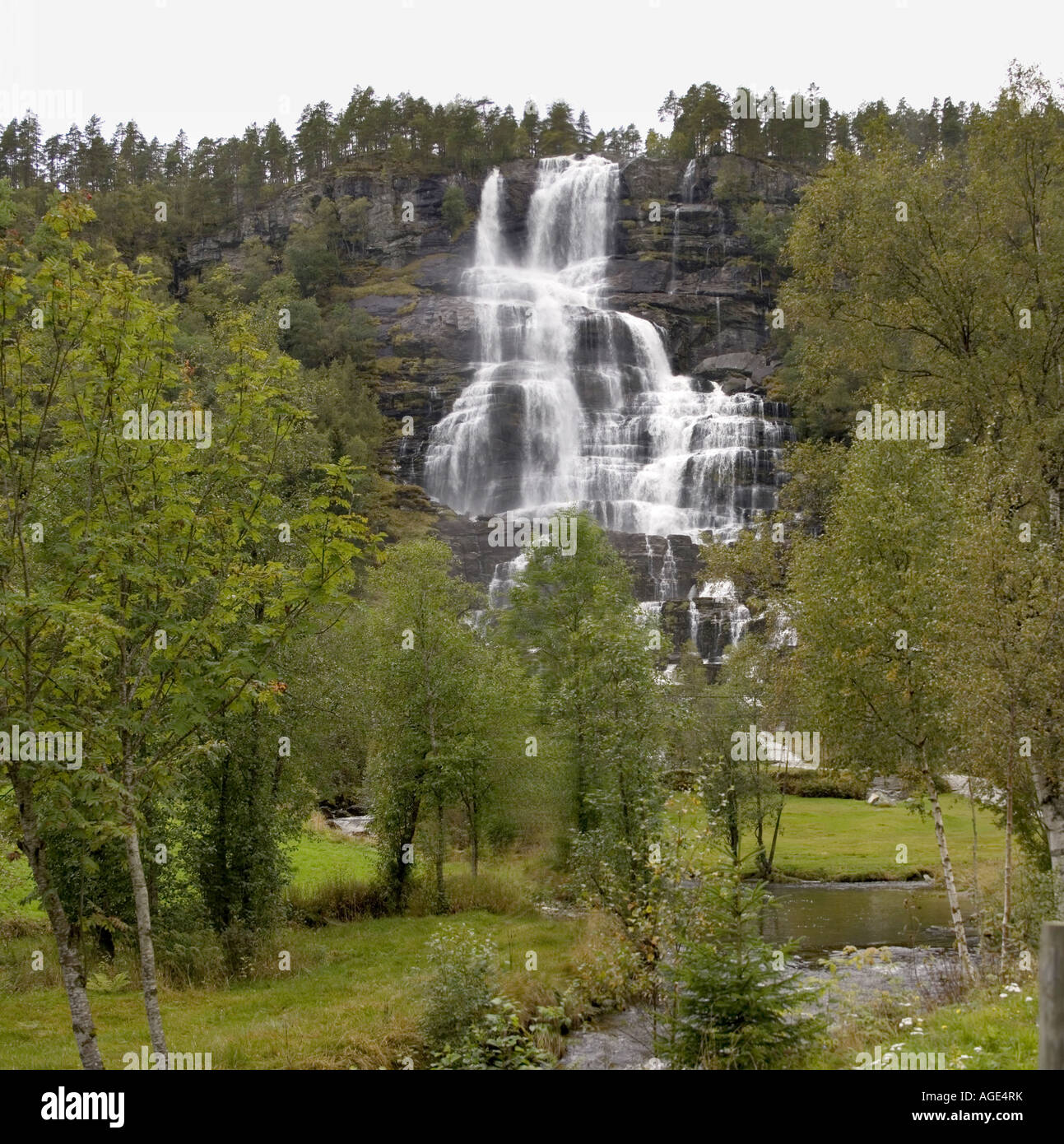 Tvindefossen waterfall in Voss Stock Photo - Alamy