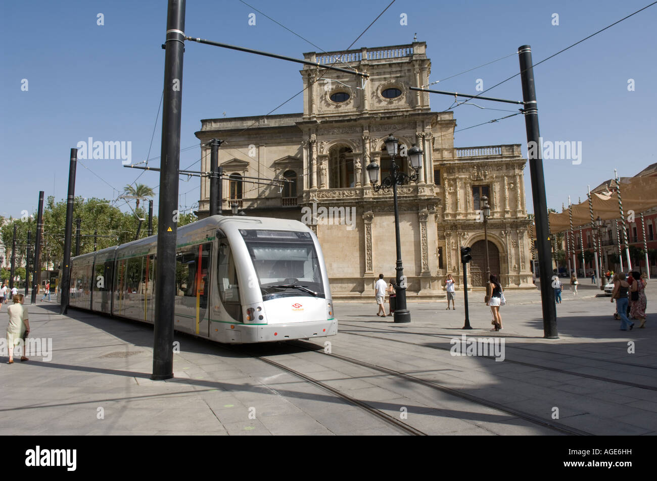 Seville Spain new tramway in the city centre, the first metro line in a ...