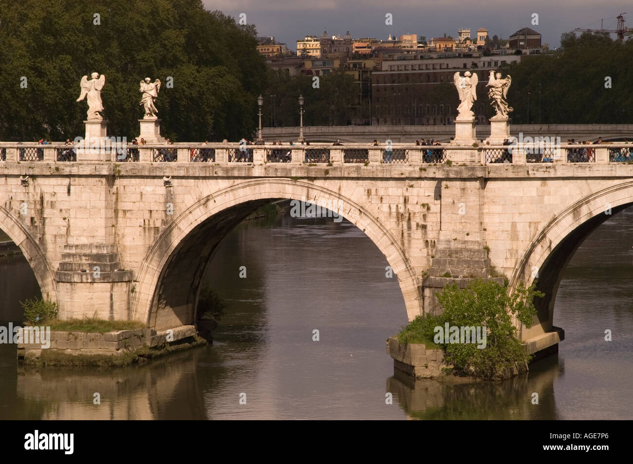 Ponte Sant'Angelo, originally the Aelian Bridge or Pons Aelius, crosses ...