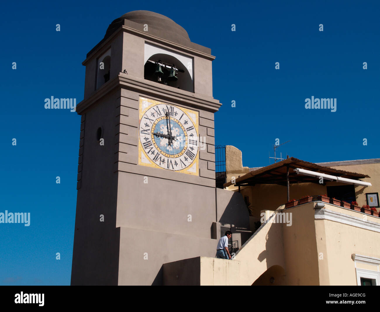 Clock tower in the piazzetta Capri Stock Photo - Alamy
