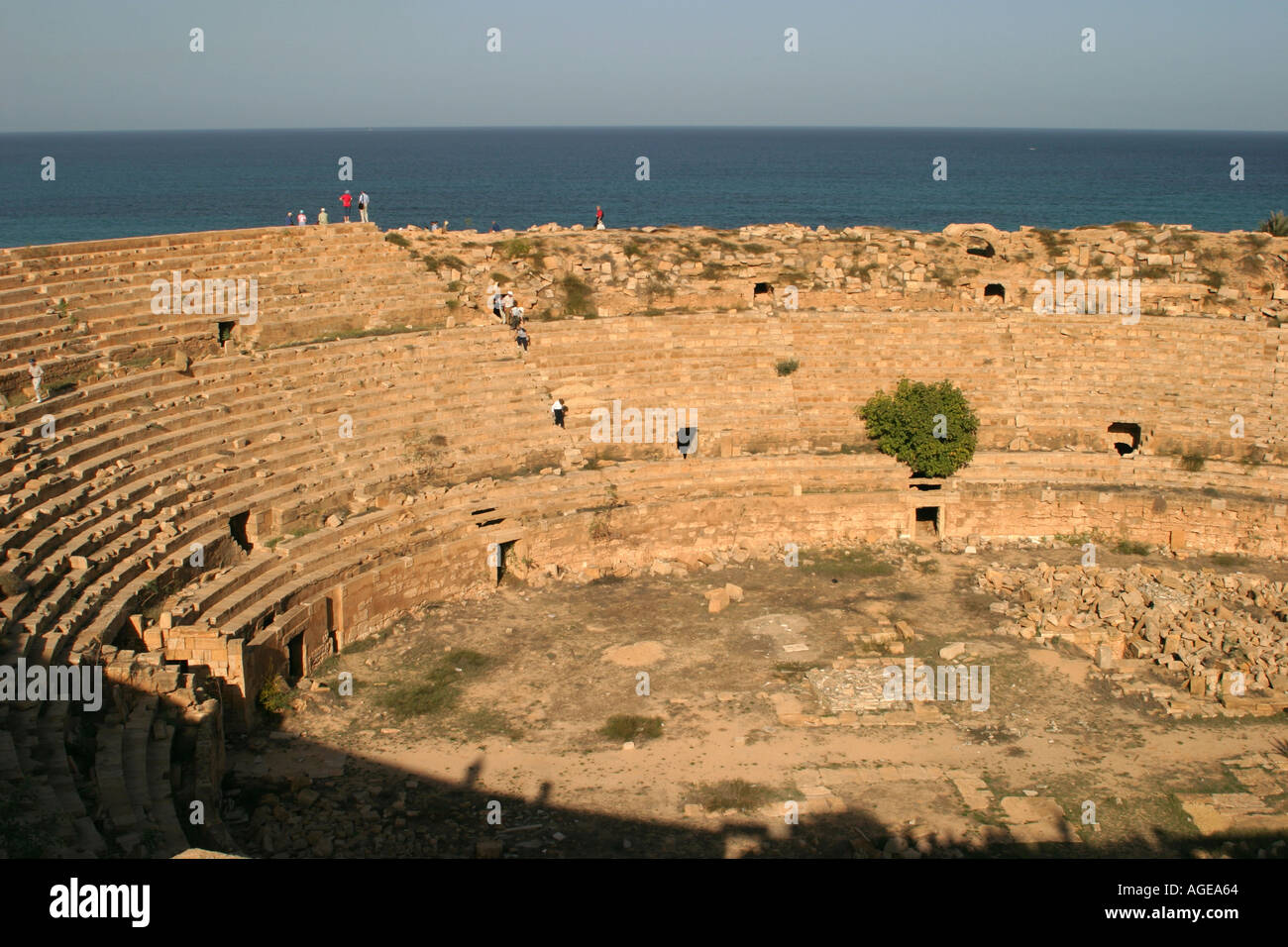 Libya Leptis Magna Amphitheatre Stock Photo - Alamy