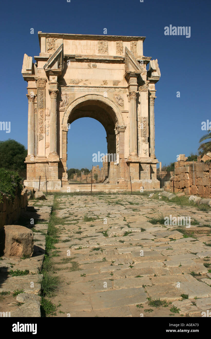 Libya Leptis Magna Severan Arch Stock Photo - Alamy