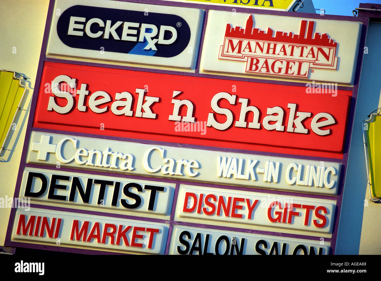 Shop and restaurant signs in Florida USA Stock Photo - Alamy