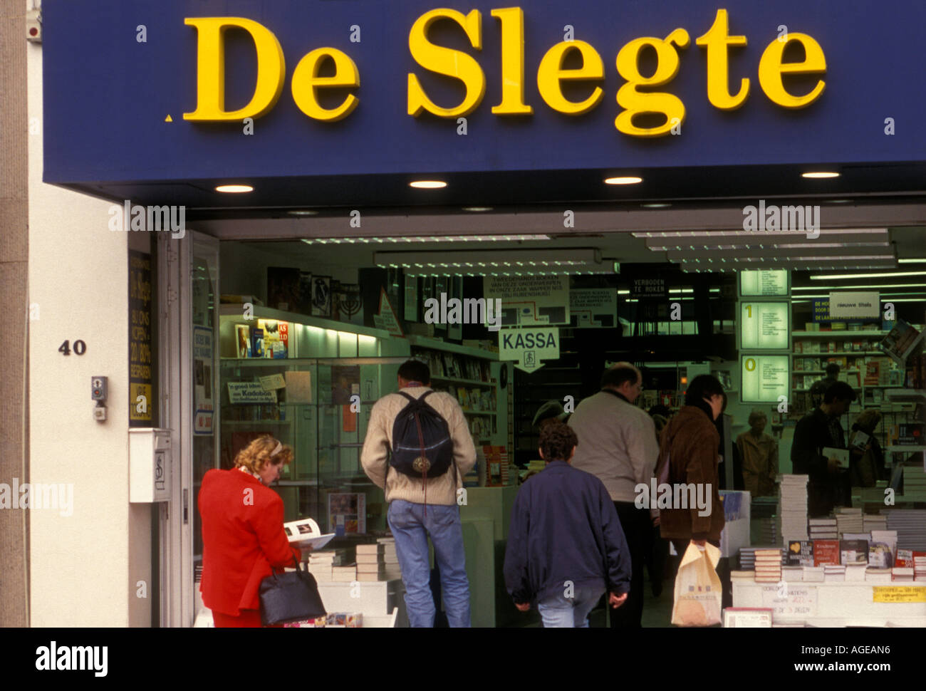 Belgian people shoppers shopping browsing at De Slegte bookstore ...