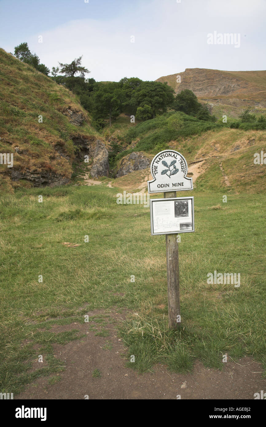 National Trust sign Odin mine near Castleton Peak District national ...