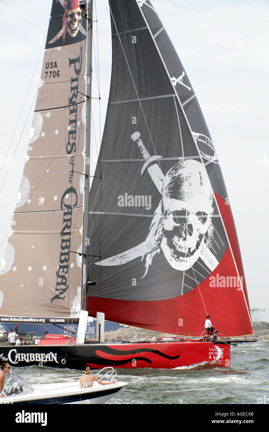 Team Pirates of the Caribian approaching finish line of the Volvo Ocean ...