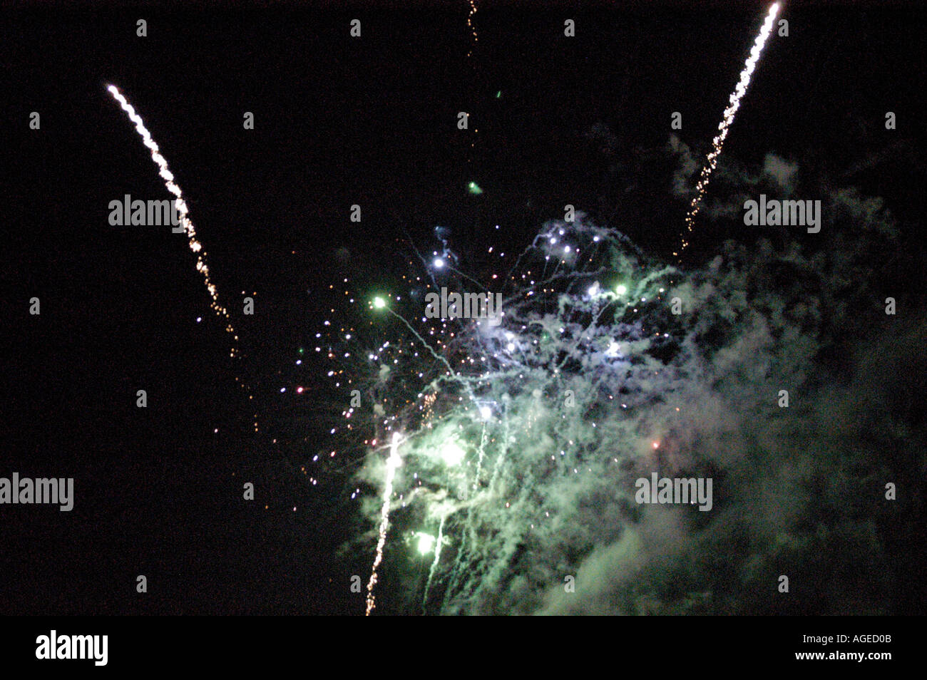 Fireworks in night sky Stock Photo - Alamy
