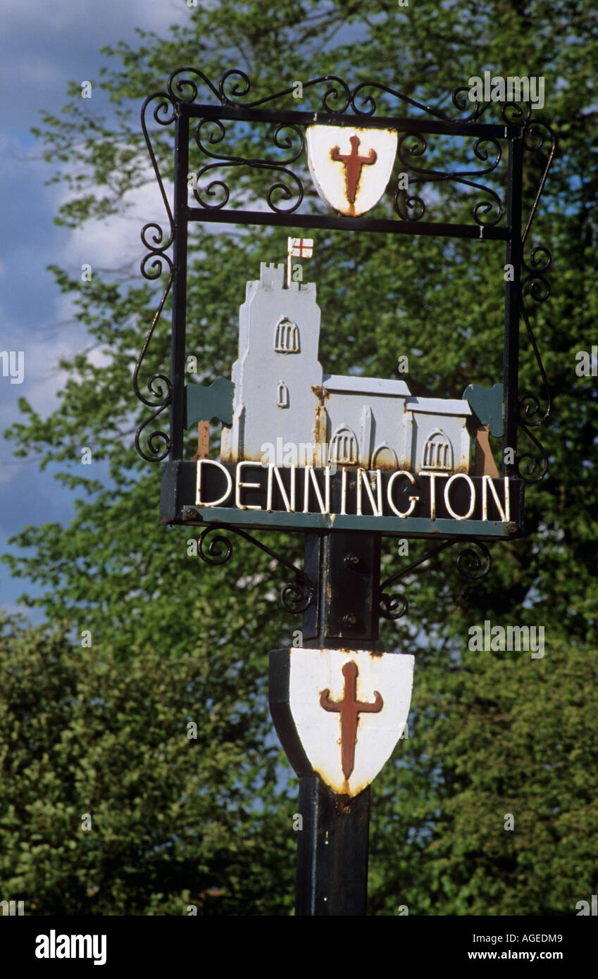 Dennington village sign Stock Photo - Alamy