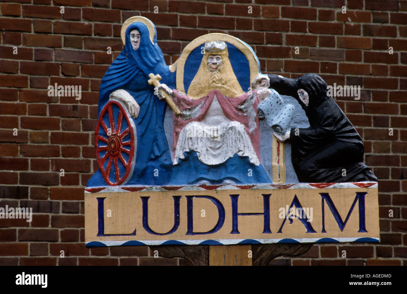 Ludham village sign Stock Photo - Alamy