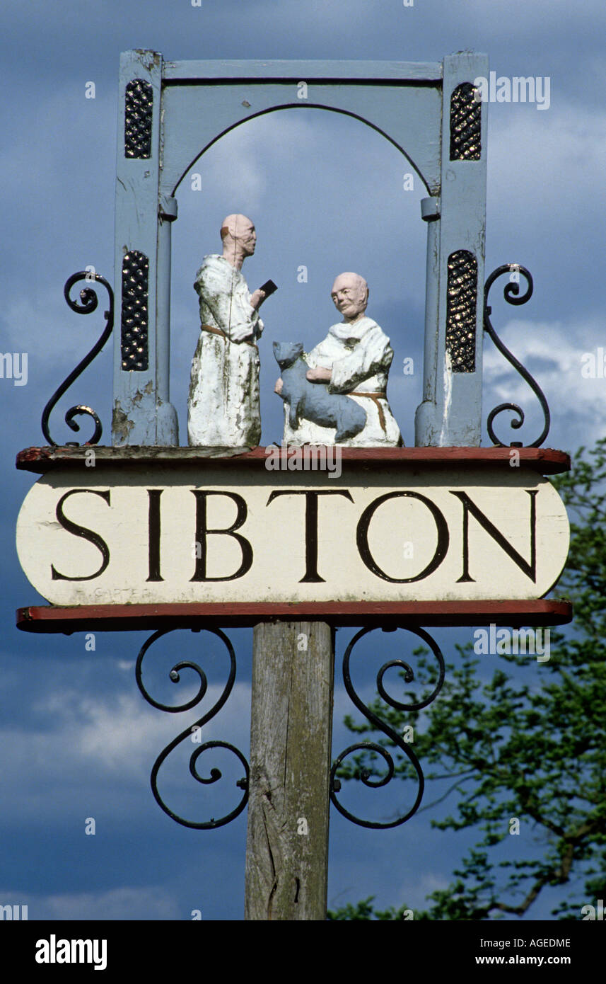 Sibton village sign Stock Photo - Alamy