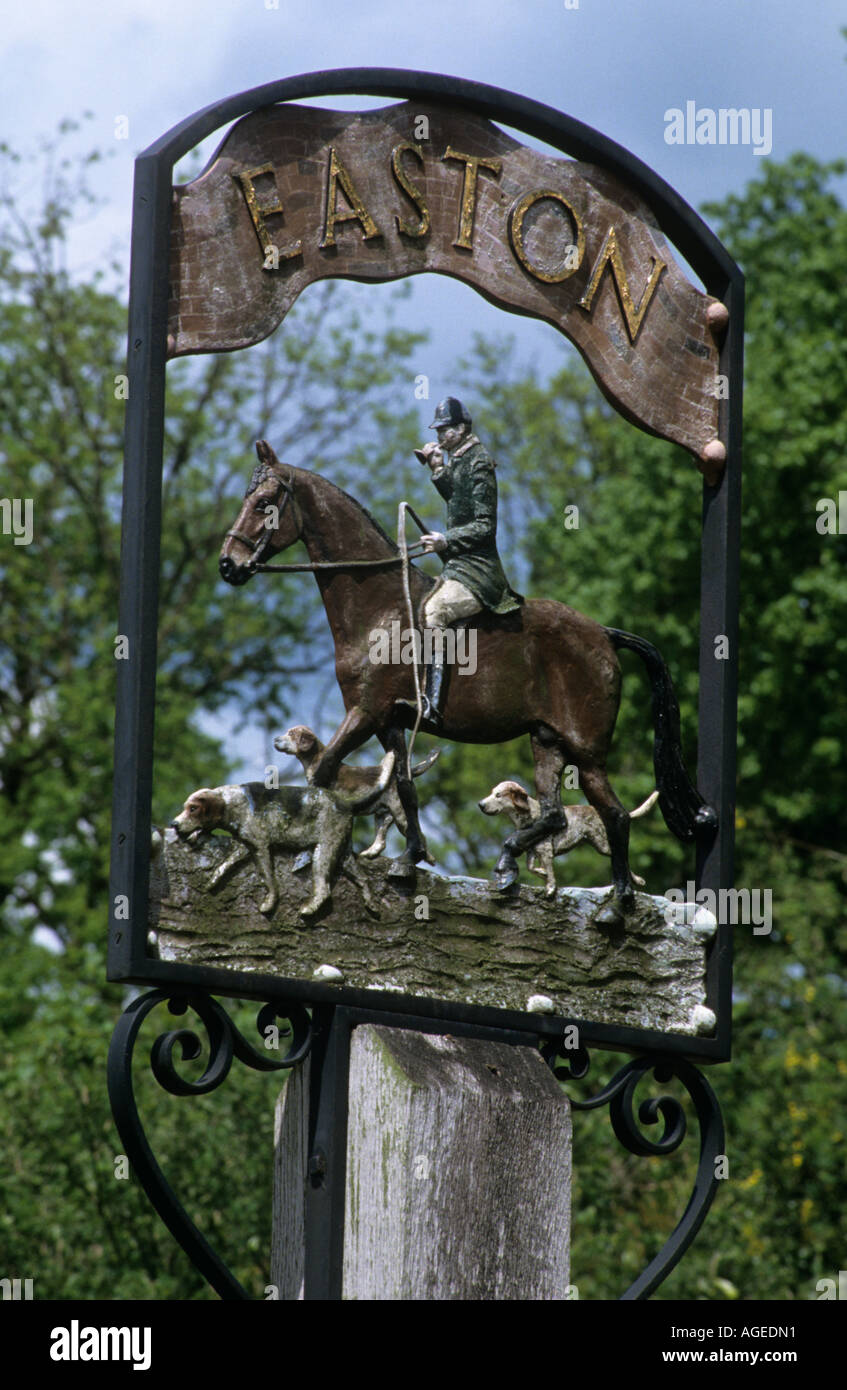 Easton village sign Stock Photo - Alamy