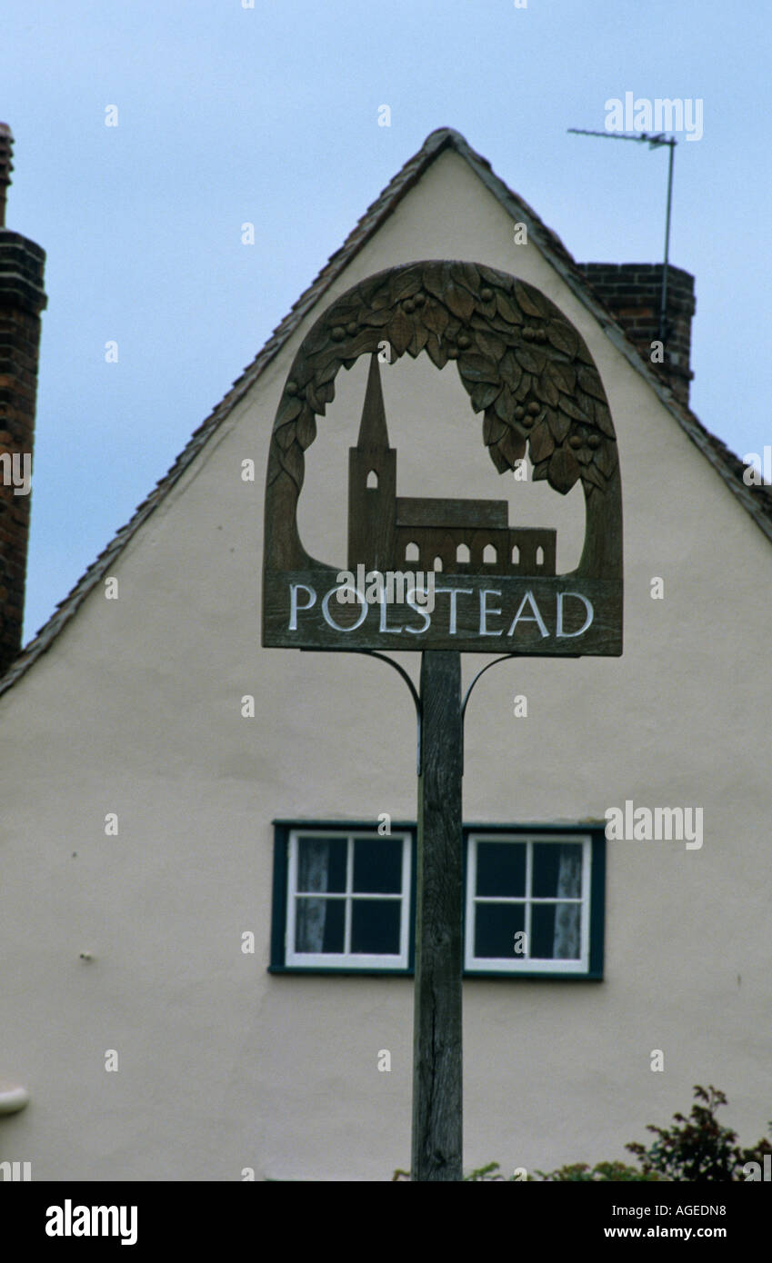 Polstead Village sign, Suffolk Stock Photo - Alamy