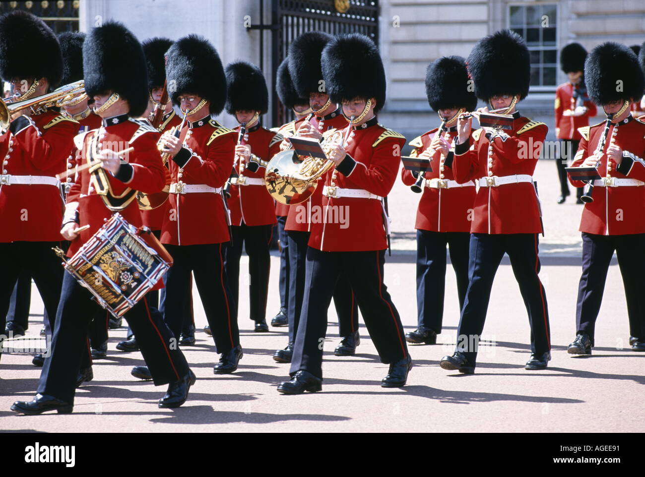 A marching band on parade outside Buckingham Palace London England ...