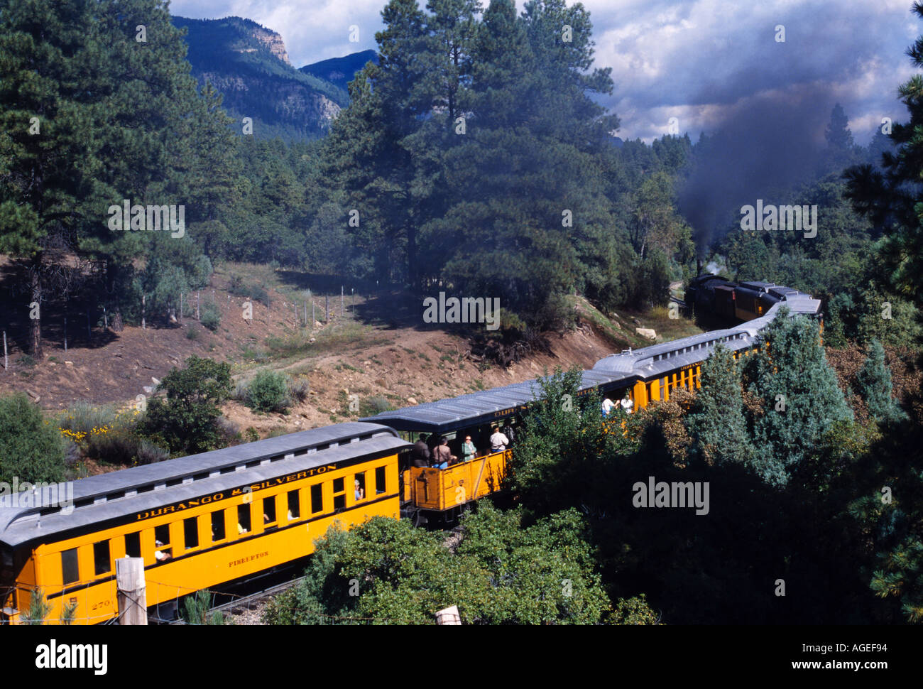 The Durango to Silverton passenger train near Rockwood Colorado USA ...