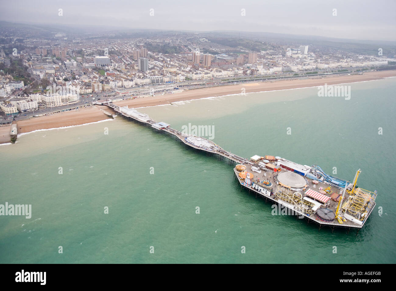 Aerial view of Palace Pier, Brighton, East Sussex, England Stock Photo ...
