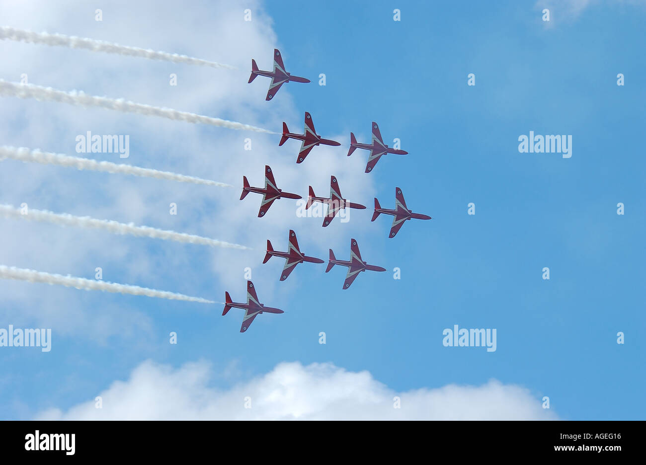 The Red Arrows display team showing the Typhoon formation Stock Photo ...