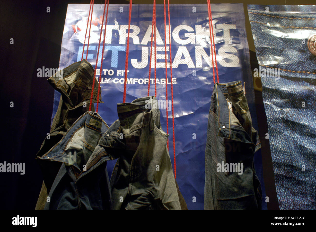 A window display of jeans at The Gap Stock Photo - Alamy