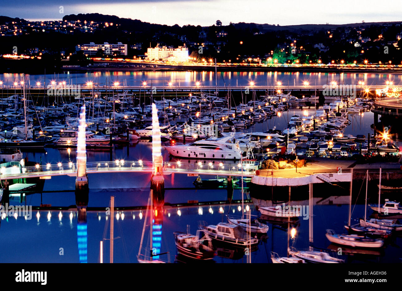 Torquay Harbour at night Stock Photo - Alamy
