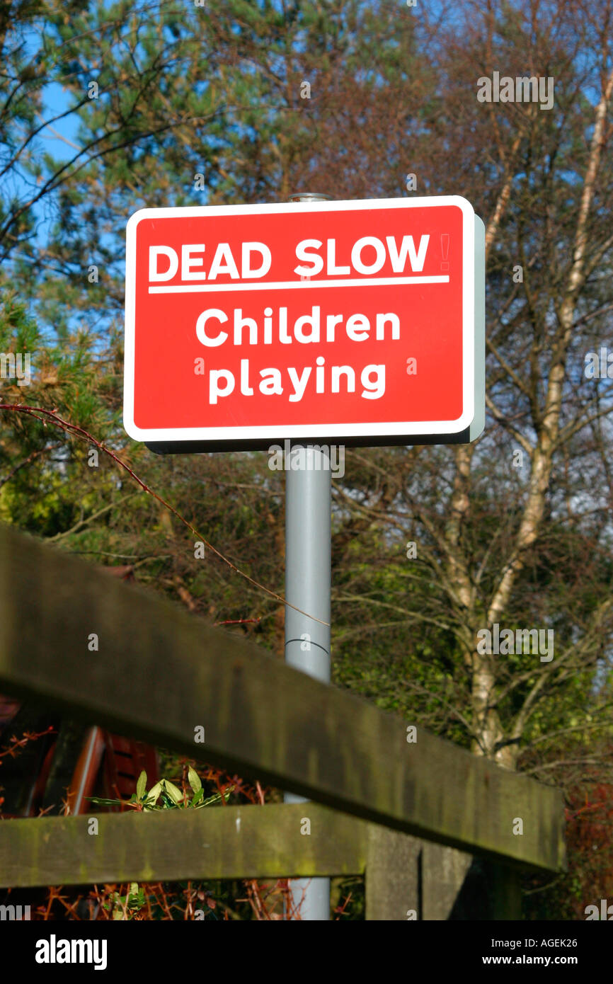 Dead Slow Children Playing warning sign Stock Photo - Alamy Dead Slow Children Playing warning sign Stock Photo - Alamy