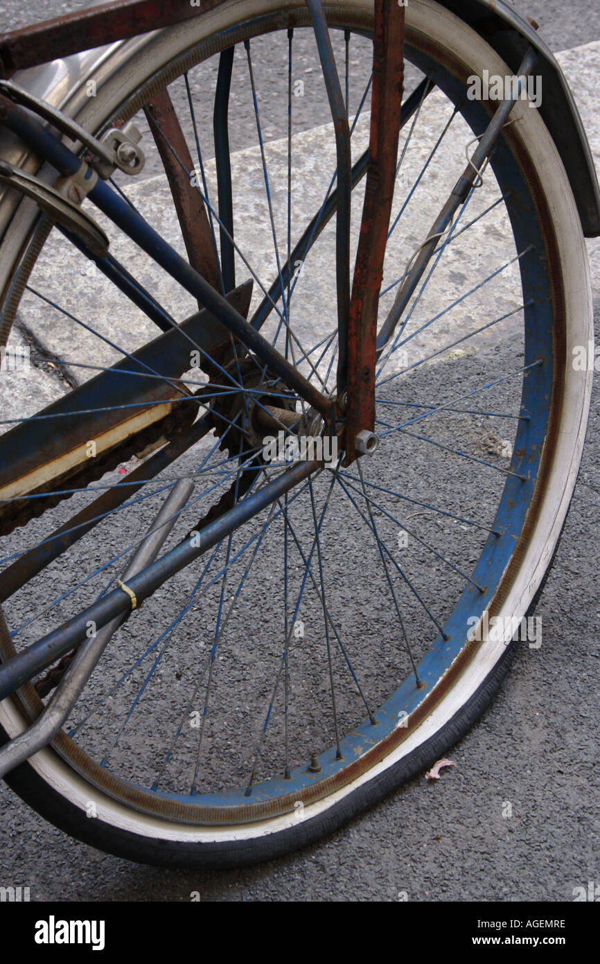 Broken down rusty used bicycle shadow outdoors hi-res stock photography ...