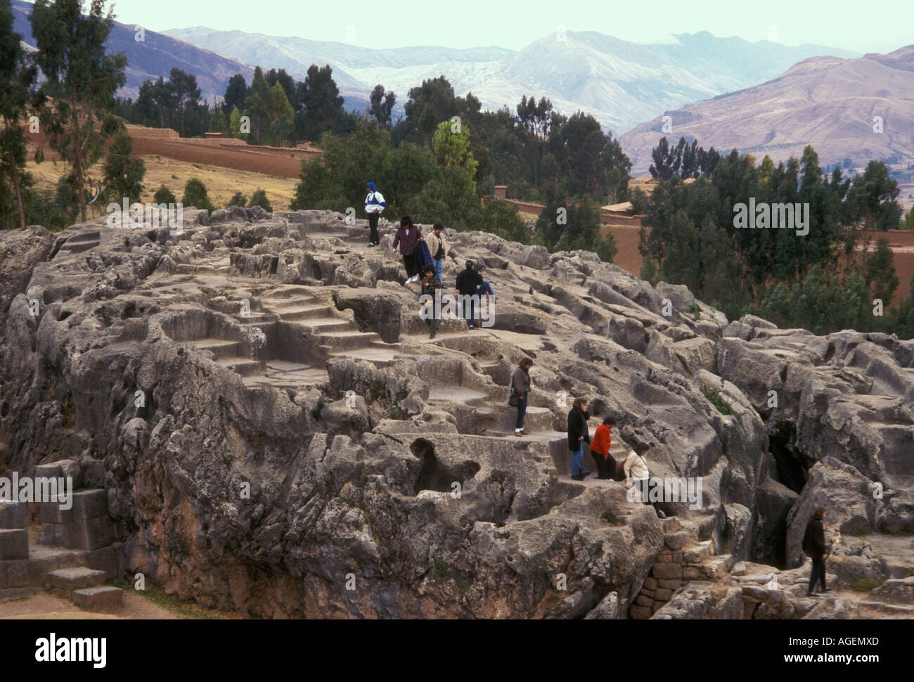 people, tourists, tour group, ruins, Kenko, capital city, Cuzco, Cuzco ...