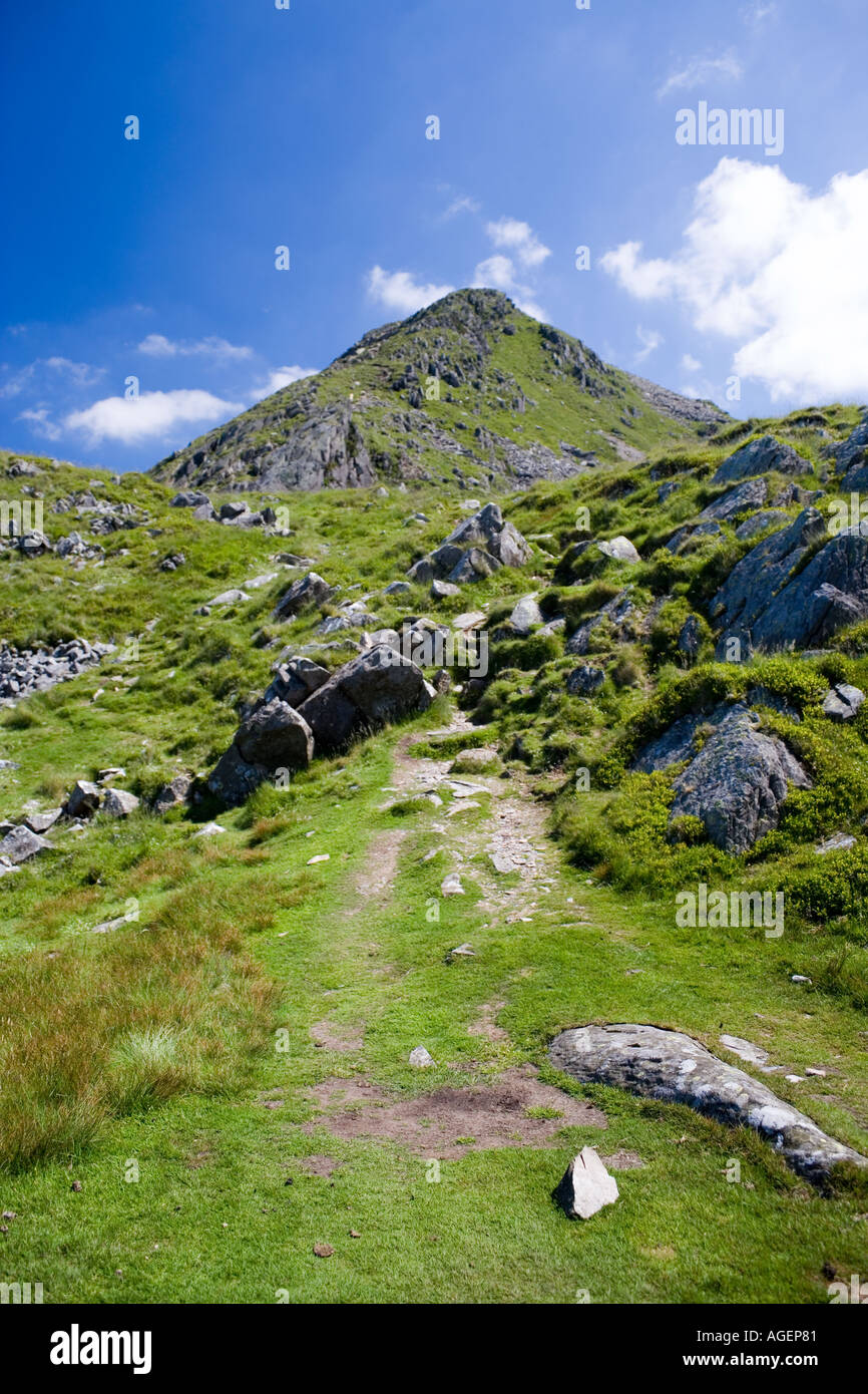 Knicht mountain from the path above Croesor village Snowdonia North ...