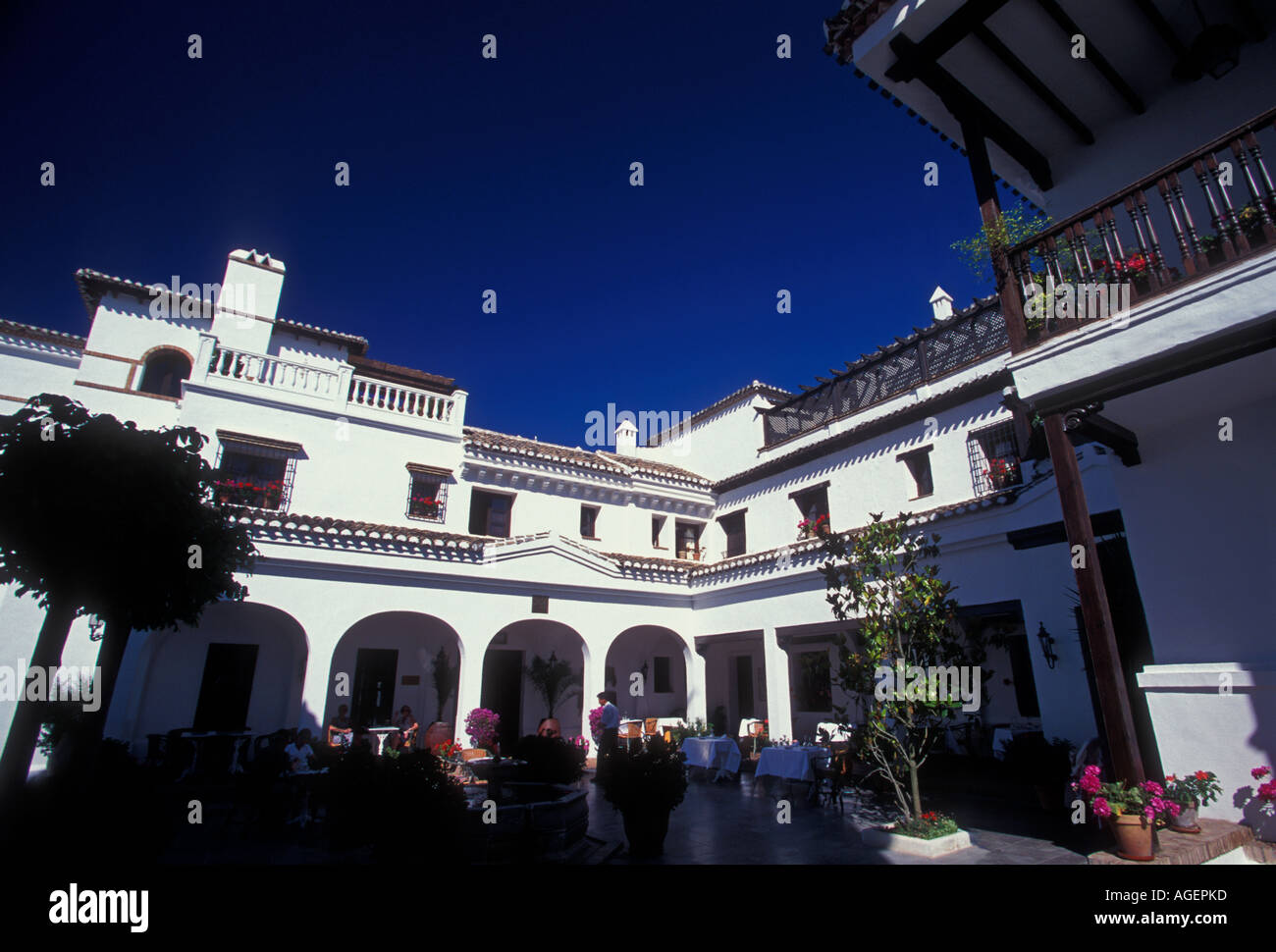 outdoor restaurant, courtyard, patio, Spanish food and drink, food and ...