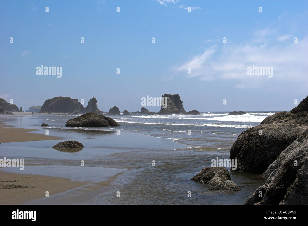 Beach, waves and rocks, Bandon Oregon Stock Photo - Alamy